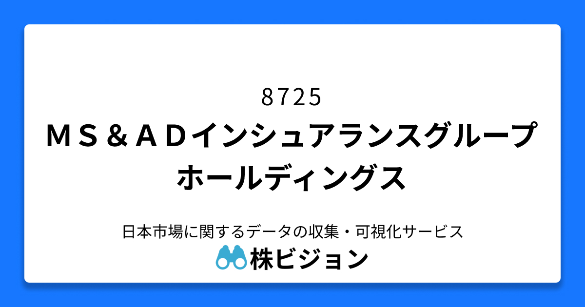 8725: MS＆ADインシュアランスグループホールディングス | 株ビジョン